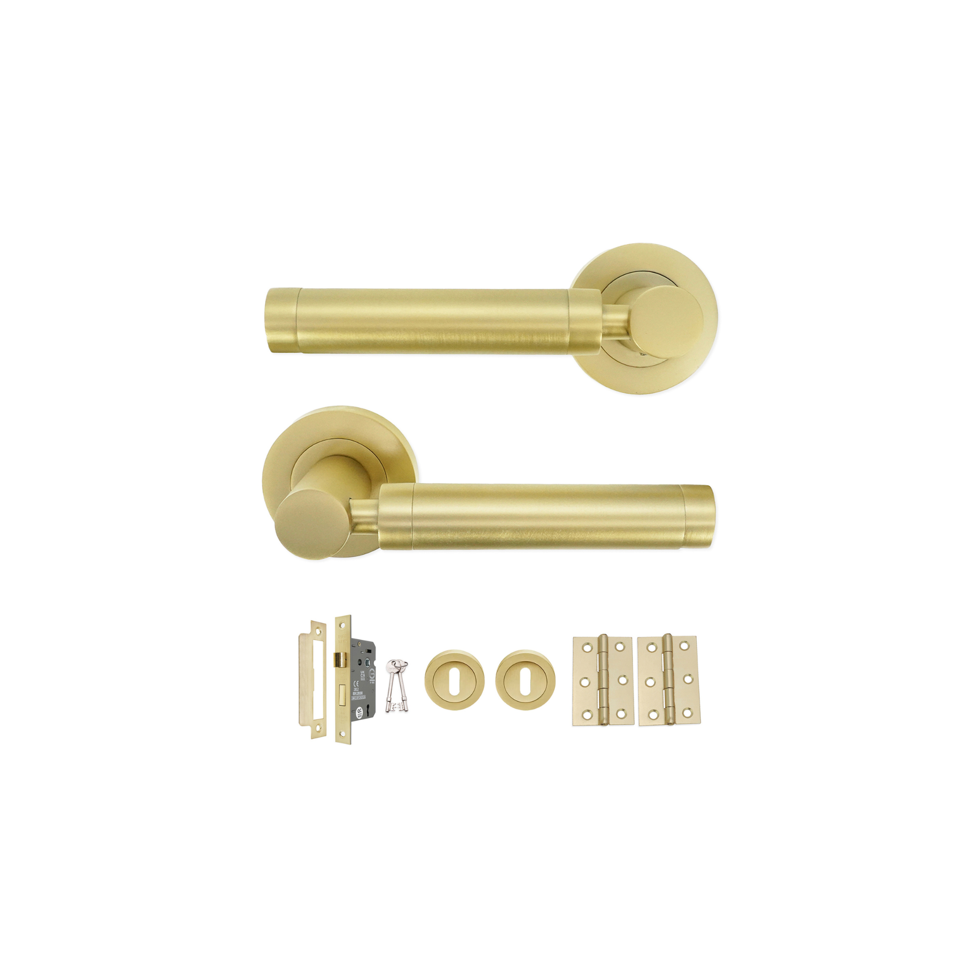 Zest Lever on Rose Satin Brass Lock Pack – Infinity Decor